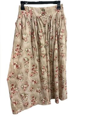 Worthington | Skirts | Worthington Soft Pink Floral Buttonfront Midi ...